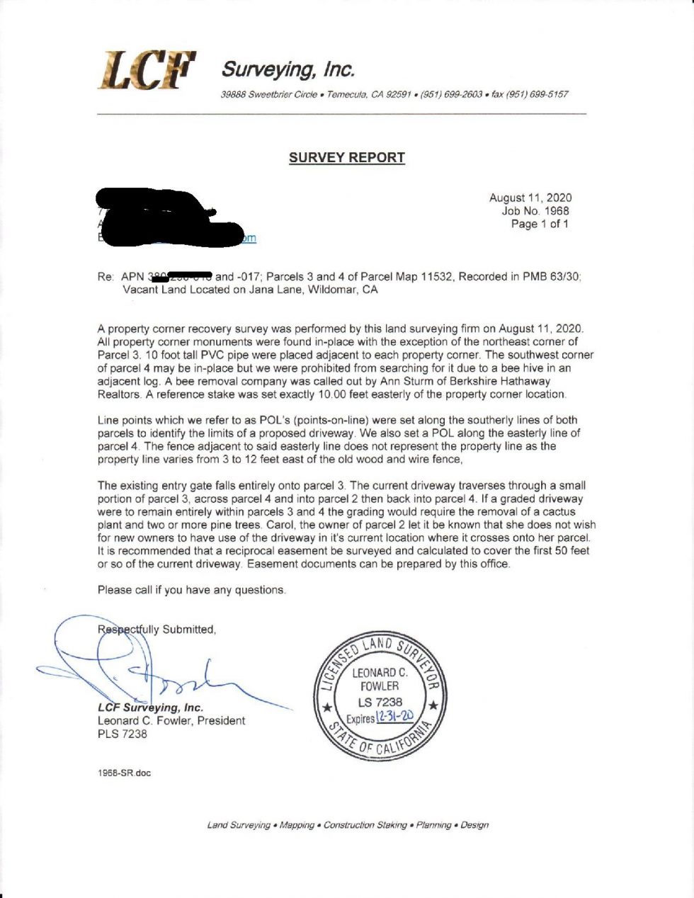 Legal Documents & Mapping | LCF Surveying Inc.